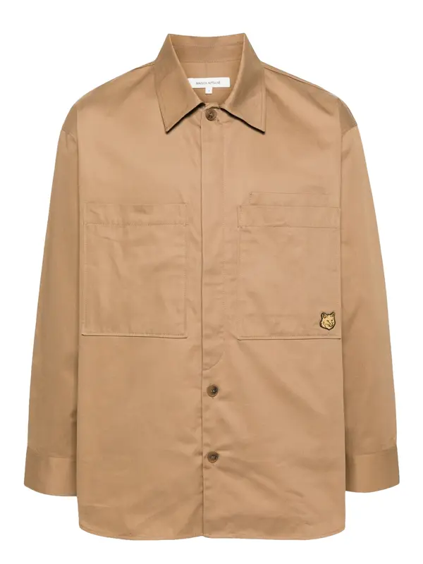 Maison Kitsuné Fox Head Gabardine Overshirt - Neutrals