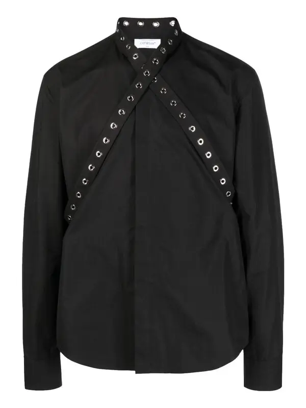 Off-White Eyelet-embellished Cotton Shirt - Black