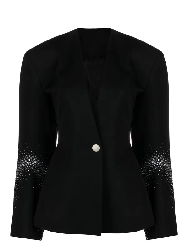 Attico Rhinestone-embellished Wool Blazer - Black