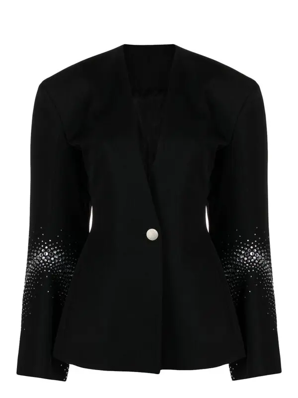Attico Rhinestone-embellished Wool Blazer - Black