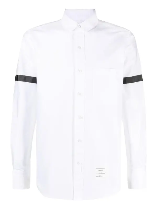 Thom Browne Grosgrain-armband Cotton Shirt - White