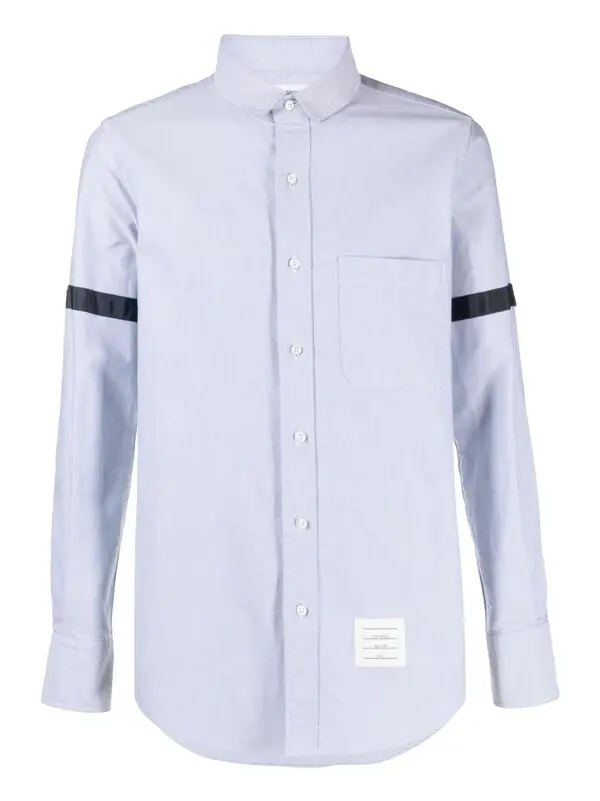 Thom Browne Grosgrain-armband Poplin Shirt - Blue