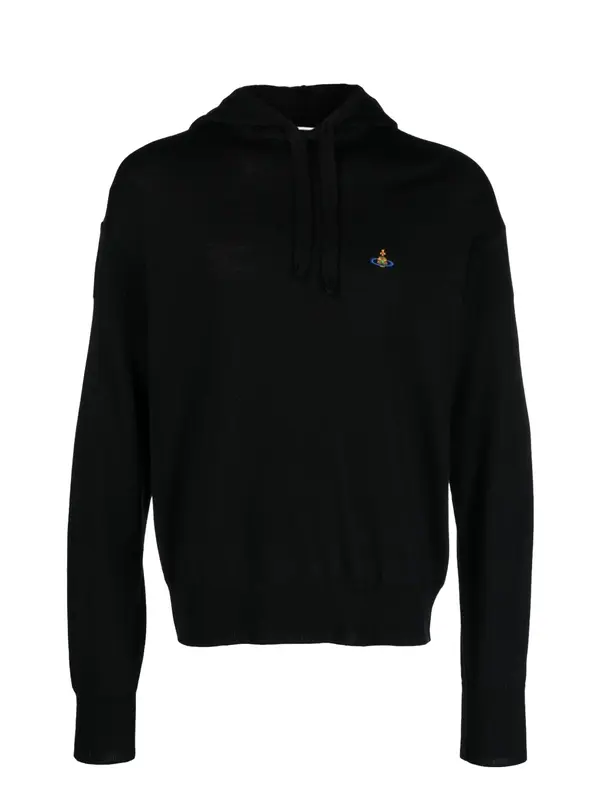 VIVIENNE WESTWOOD Orb-embroidered Virgin Wool Hoodie - Black