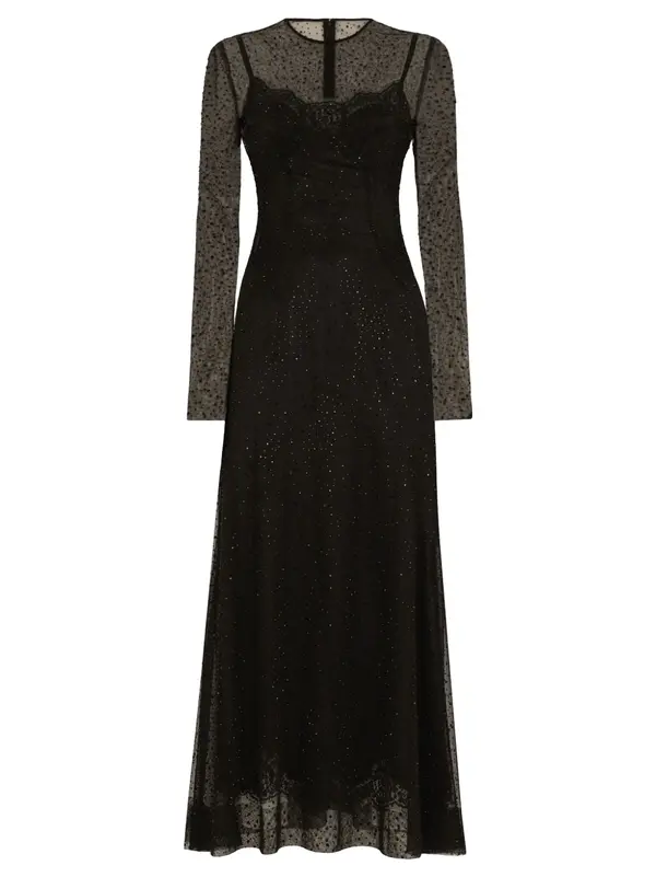 Dolce & Gabbana Strass-embellished A-line Maxi Dress - Black