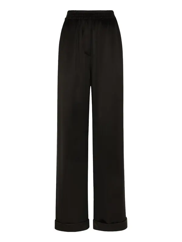 Dolce & Gabbana Elasticated-waistband Silk Trousers - Black
