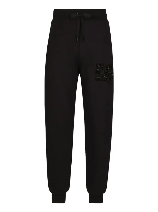 Dolce & Gabbana Crystal-embellished Cotton Track Pants - Black