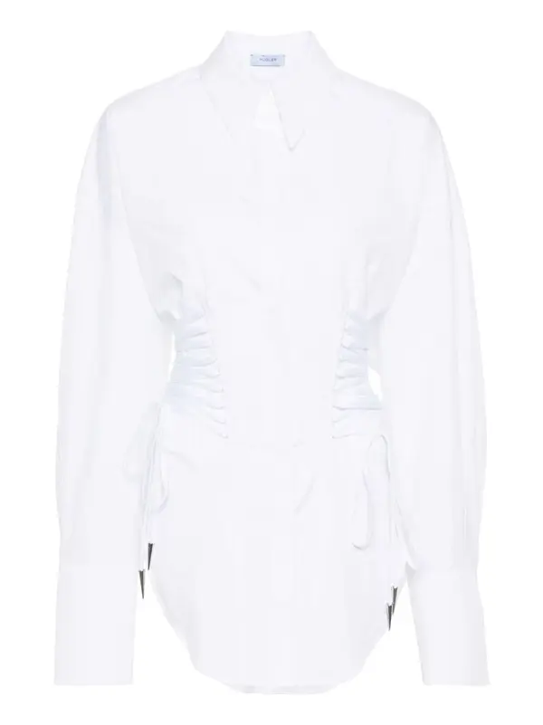 MUGLER Lace-detailed Cotton Shirt - White