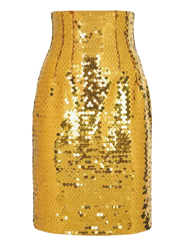 Dolce & Gabbana Sequin-embellished High-waisted Skirt - Yellow