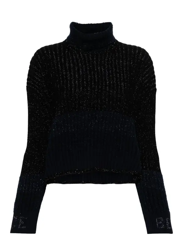Iceberg Glitter-detail Ribbed-knit Jumper - Blue