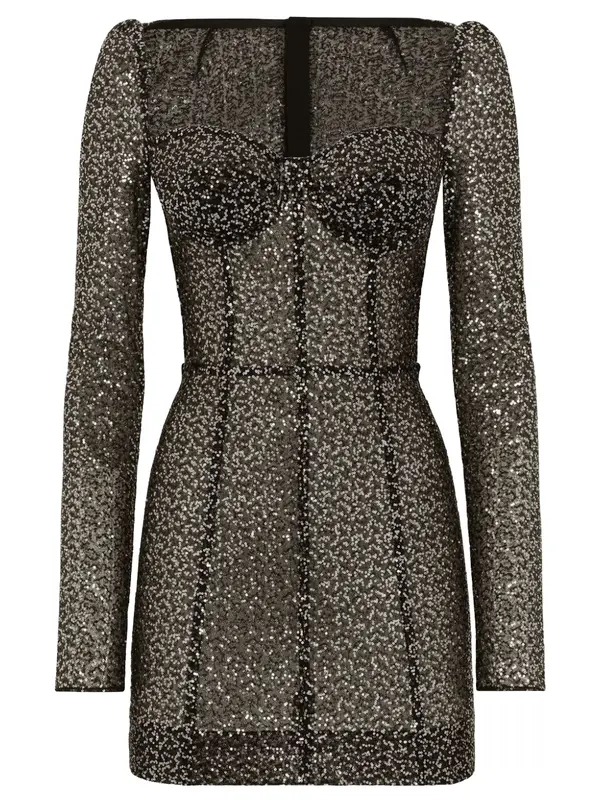 Dolce & Gabbana Sequin-embellished Bustier Minidress - Black