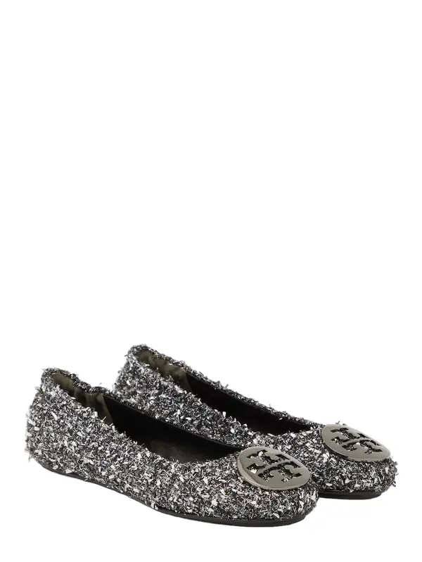 Tory Burch Minnie Travel Embellished Ballet Flats - Silver