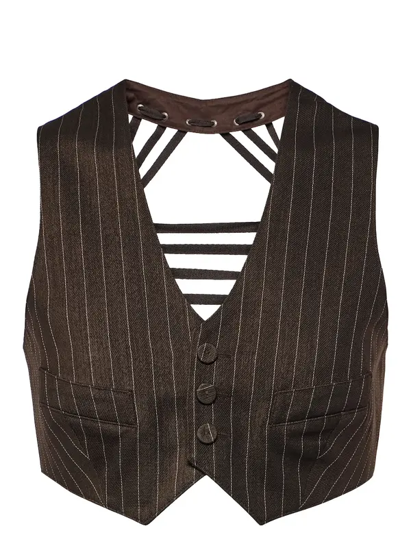 Jean Paul Gaultier Pinstripe Wool-blend Vest - Brown