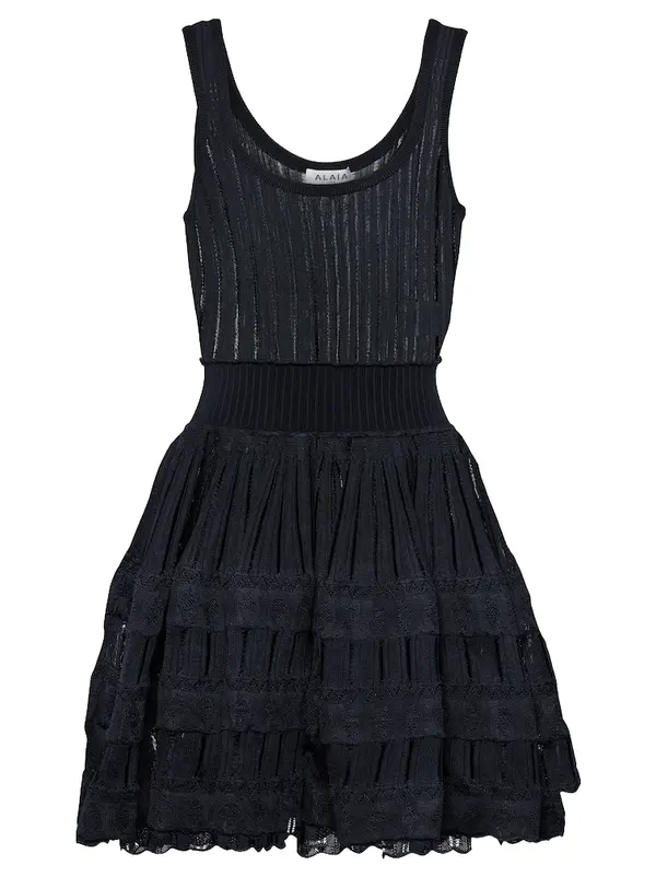 Alaïa Ribbed-knit Mini Dress - Blue