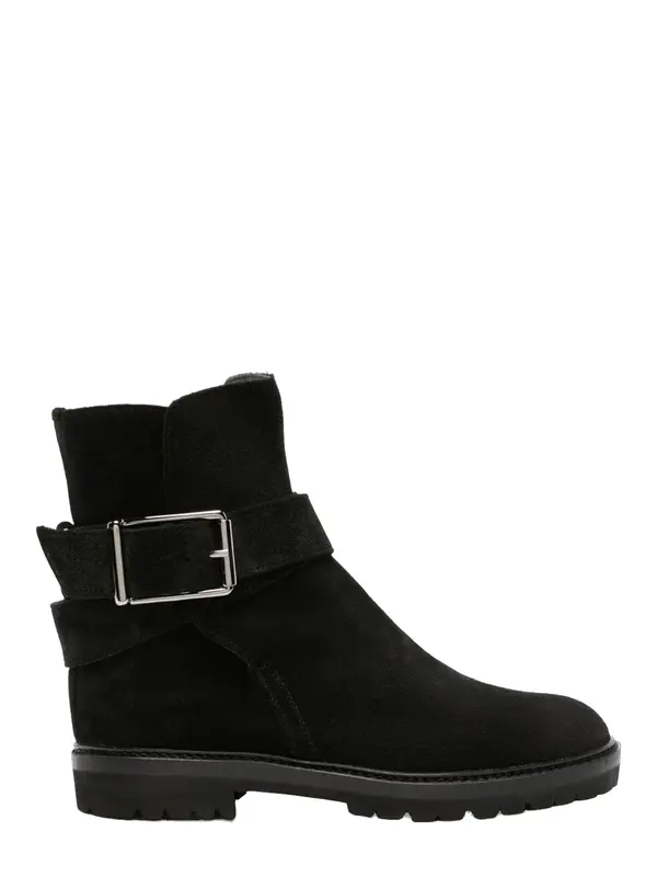 Manolo Blahnik Buckle-detail Suede Ankle Boots - Black