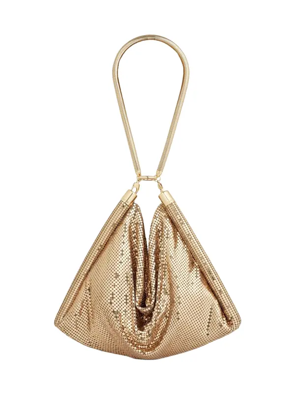 Rabanne Pixel Tube Metallic Shoulder Bag - Gold