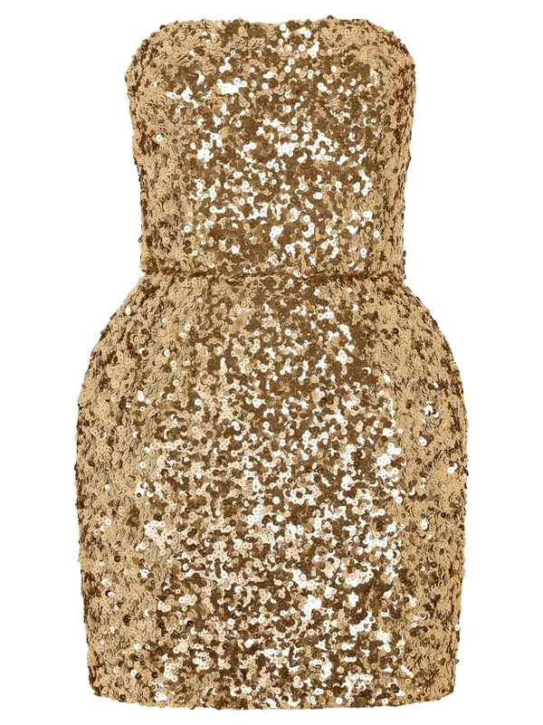 Dolce & Gabbana Sequin-embellished Strapless Minidress - Gold