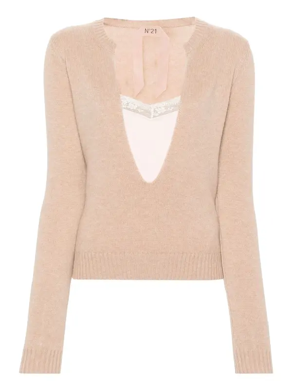 N°21 U-neck Layered Jumper - Neutrals