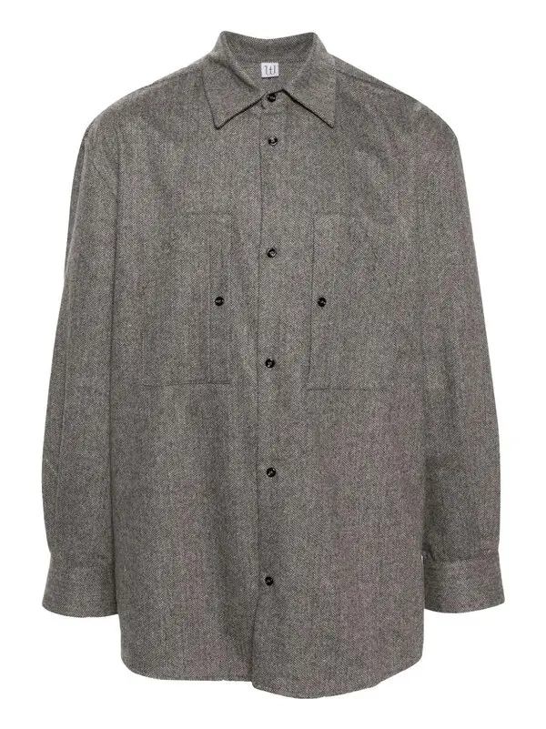 WINNIE N.Y.C Herringbone-pattern Mélange Shirt - Grey