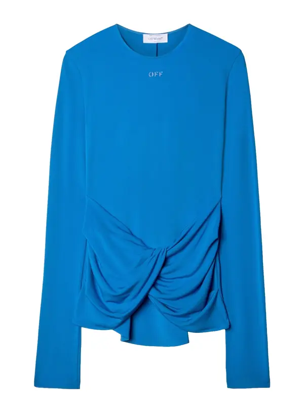 Off-White Logo-print Draped Top - Blue