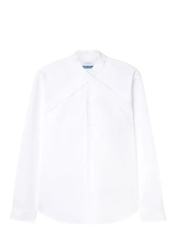 Off-White Crossover-collar Cotton Shirt - White
