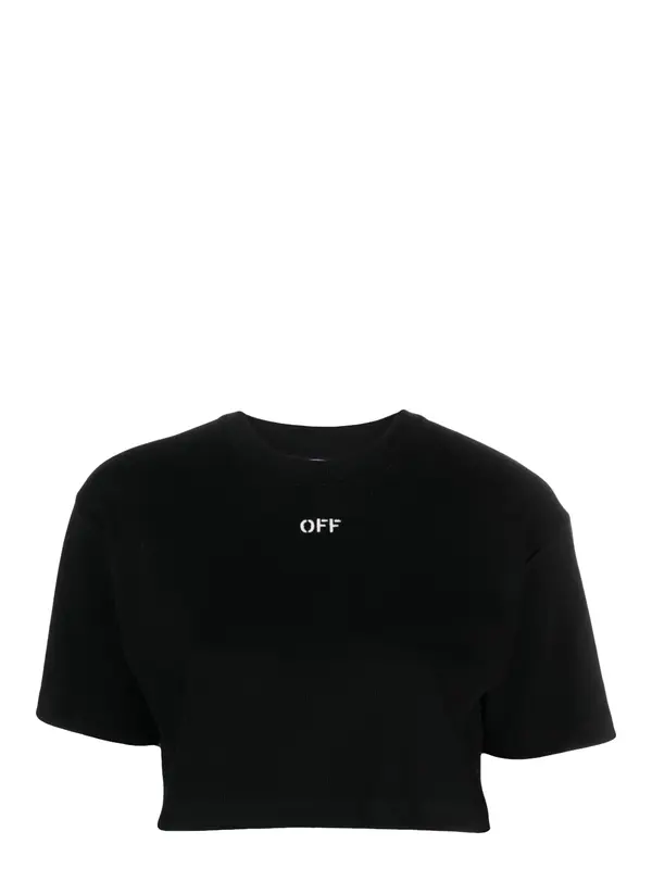 Off-White Off Stamp Cropped T-shirt - Black
