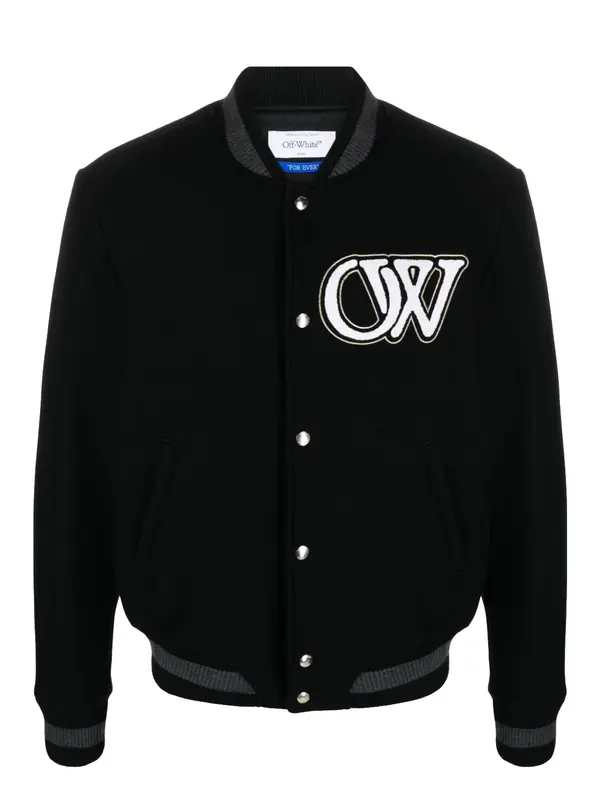 Off-White Logo-appliqué Varsity Bomber Jacket - Black