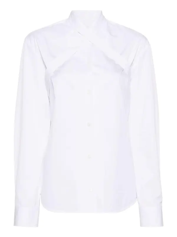 Off-White Cross-collar Cotton Poplin Shirt - White