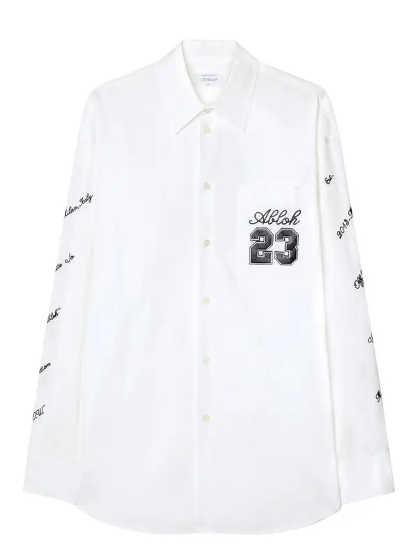 Off-White Logo-embroidered Cotton Shirt - White