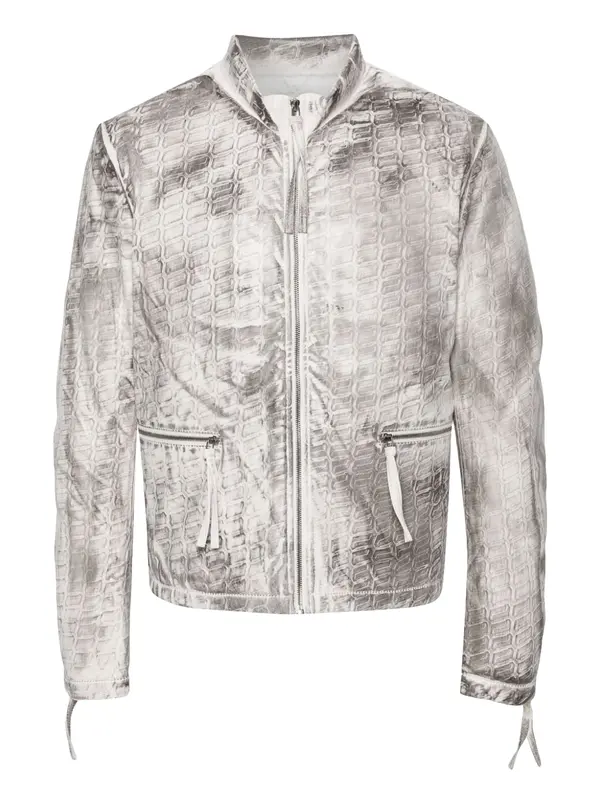 KANGHYUK Abstract-print Biker Jacket - White