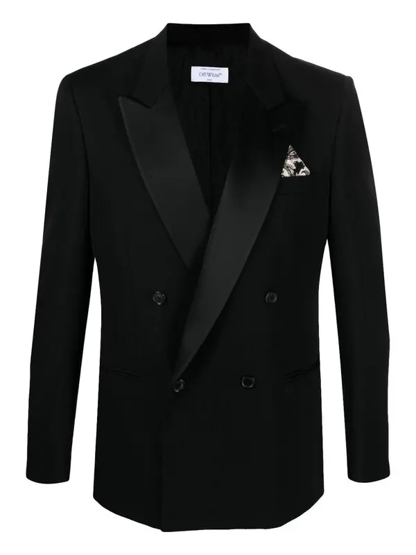 Off-White Satin-lined Virgin-wool Tuxedo Jacket - Black