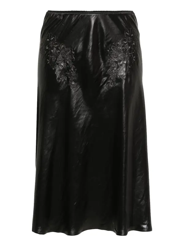 N°21 Floral-embroidered Mid-rise Skirt - Black