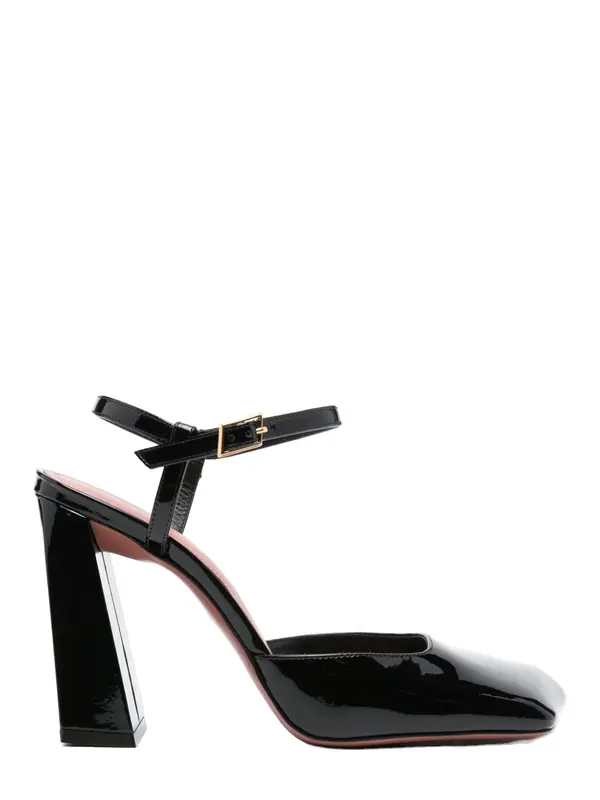 Amina Muaddi Charlotte 95 Patent Leather Pumps - Black