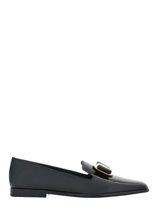 FERRAGAMO Vara Leather Loafers - Black