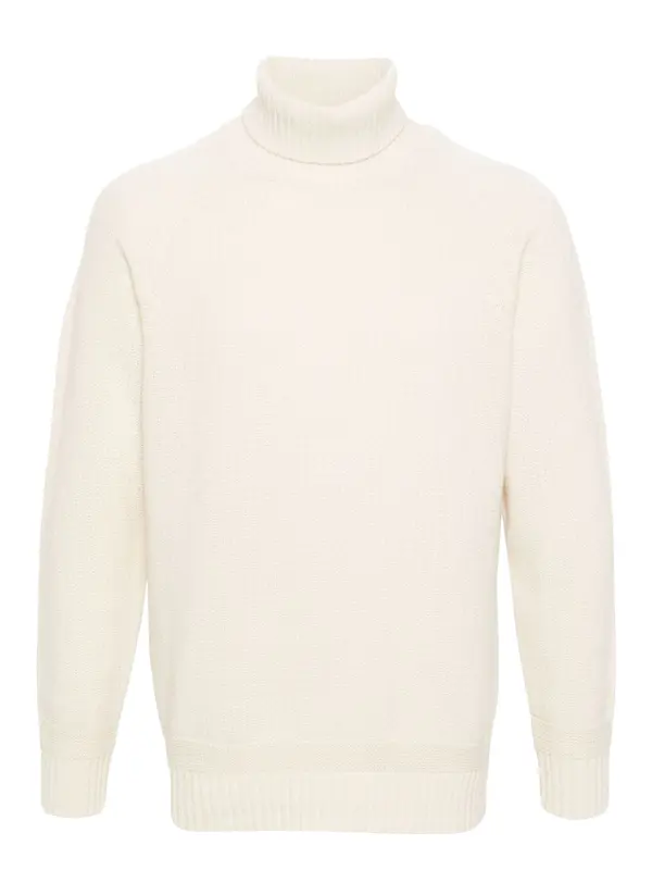 TEN C Roll-neck Wool Jumper - Neutrals