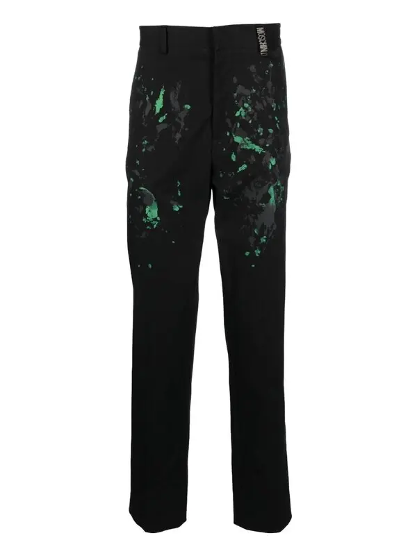 Moschino Paint Splatter Twill Trousers - Black