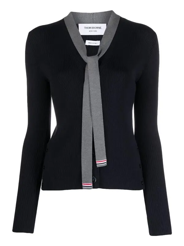 Thom Browne Long Sleeve Knitted Top - Blue