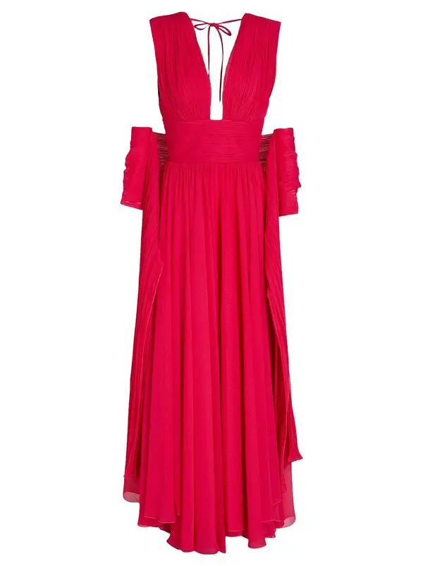 MARIA LUCIA HOHAN Ira Pintucked Gown - Fuchsia