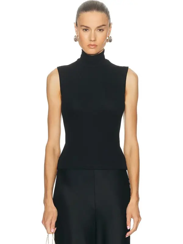 LESET Lauren Sleeveless Turtleneck Top - Black