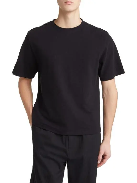 WAX LONDON Dean Boxy Textured Organic Cotton T-shirt - Black