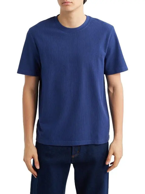 WAX LONDON Dean Boxy Textured Organic Cotton T-shirt - Cobalt Blue