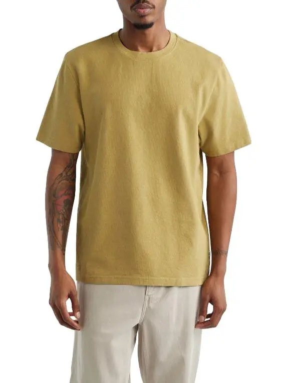 WAX LONDON Dean Boxy Textured Organic Cotton T-shirt - Lime Khaki