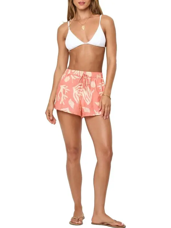 L*Space Rio Linen Drawstring Shorts - Shell Or High Water