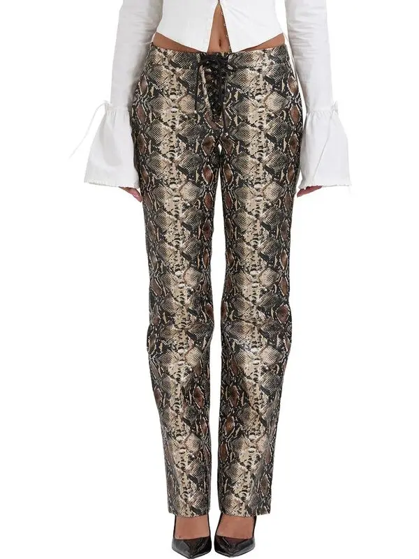 House Of Cb Sernia Faux Leather Trousers - Animal Print