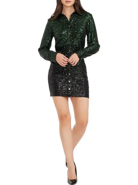 Dress The Population Trista Sequin Cocktail Dress - Pine Multi