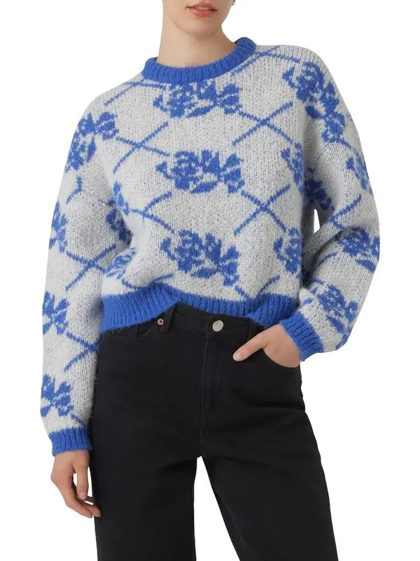 Vero Moda Zelman Pattern Sweater - Birch Detail Beaucoup Blu Flwr