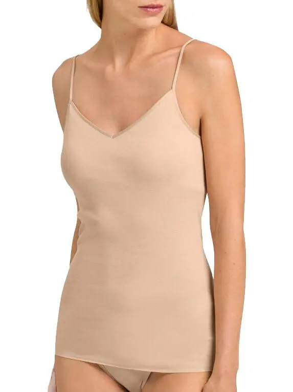Hanro Seamless Padded Cotton Camisole - Beige