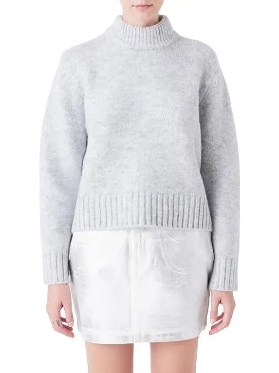GREY LAB Mock Neck Pullover Sweater - Grey