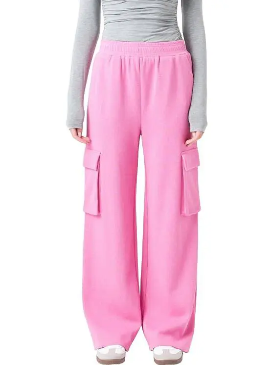 GREY LAB Stretch Cotton Knit Wide Leg Pants - Pink