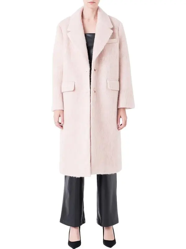 GREY LAB Oversized Longline Wool Blend Coat - Heather Blush