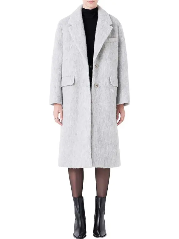 GREY LAB Oversized Longline Wool Blend Coat - Heather Grey